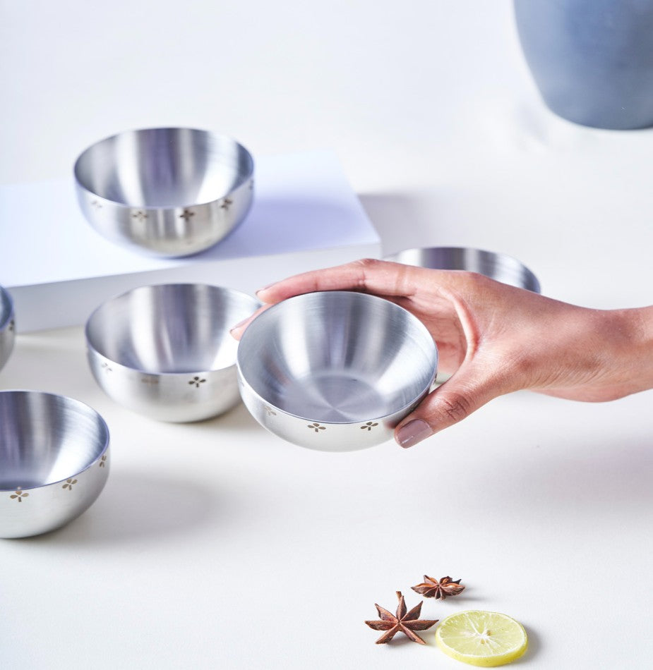 Buy Steel Katori Set Online | Zenith Eating Katori Set of 6