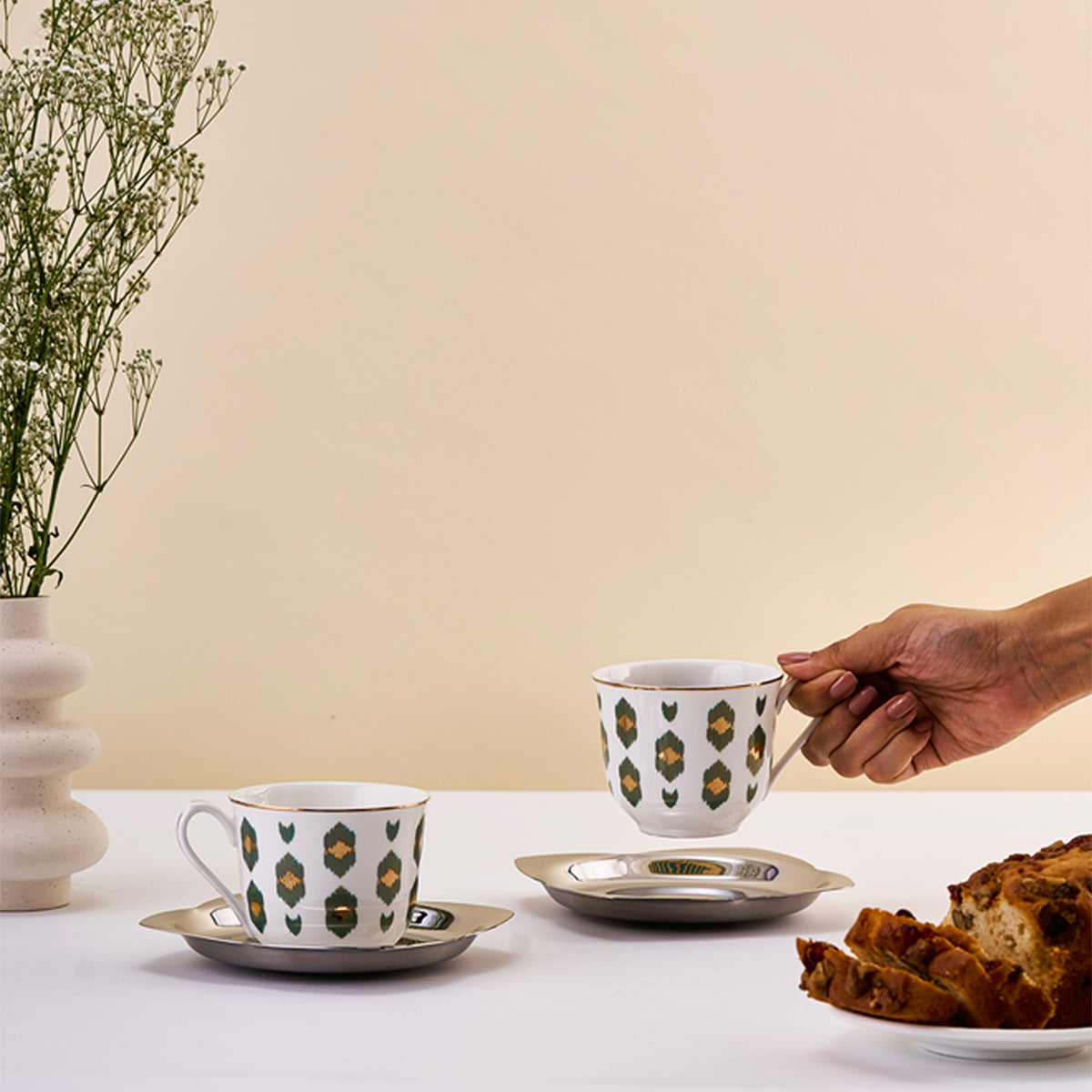 Ikat Cup & Saucer Set | Elegant & Handcrafted Design