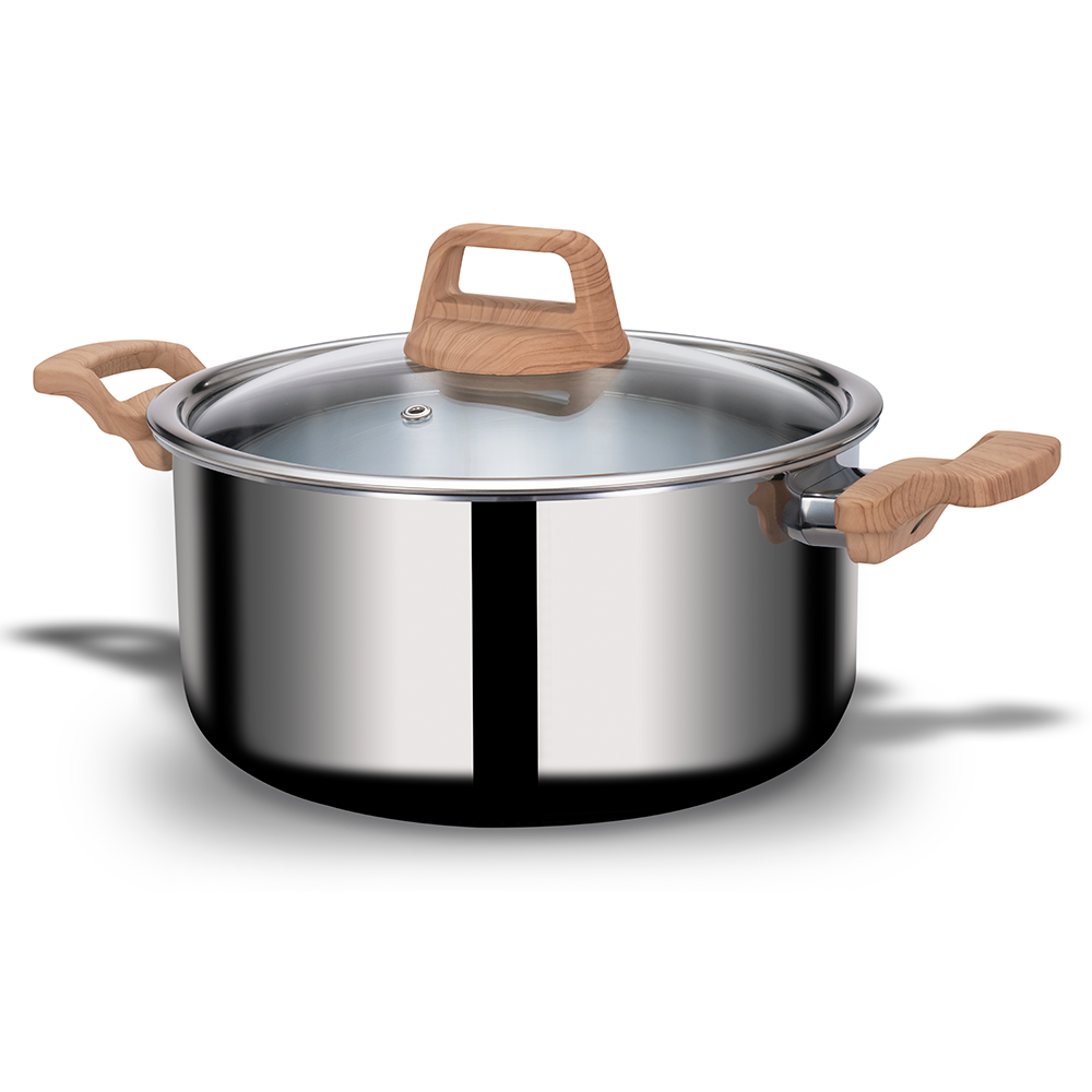 Stainless Steel Triply Pot 20 CM (3 Liter) With Wood Finish